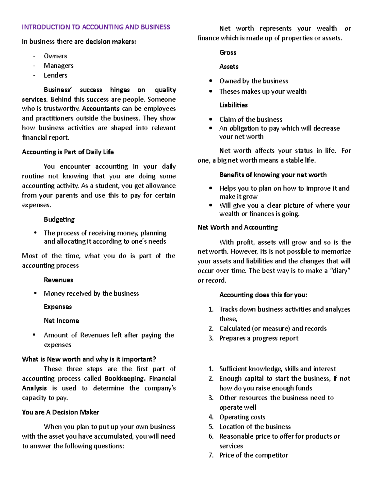 Introduction to Accounting and Business - INTRODUCTION TO ACCOUNTING ...