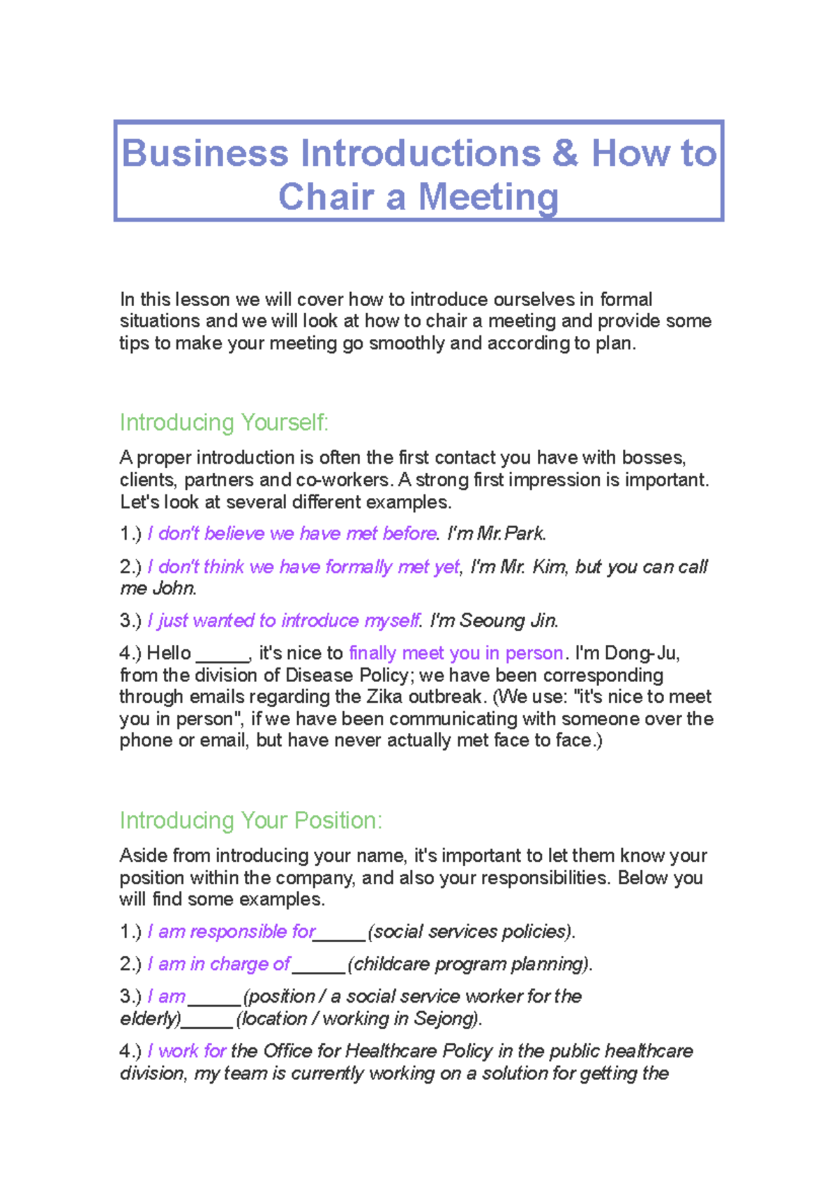 Business Introductions - Introducing Yourself: A proper introduction is ...