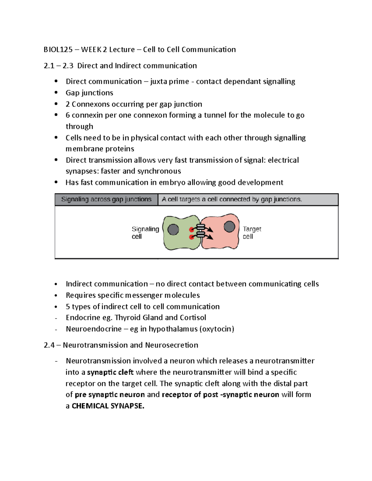 BIOL125 - Week 2 Lecture - BIOL125 – WEEK 2 Lecture – Cell to Cell ...