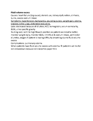 Fluid volume deficit - Fluid volume deficit Hypovolemia: loss of both ...