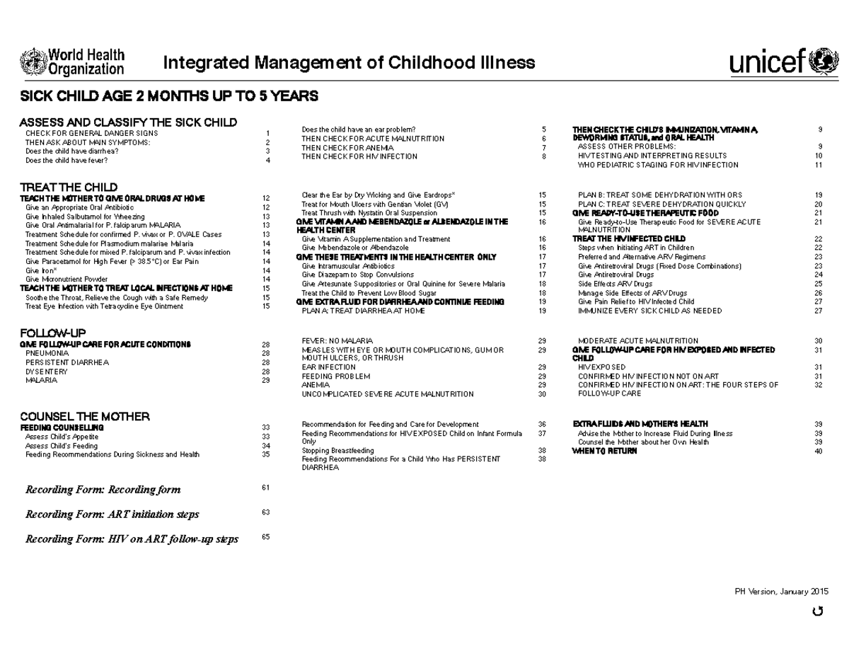 IMCI-Chartbooklet - Integrated Management of Childhood Illness SICK ...