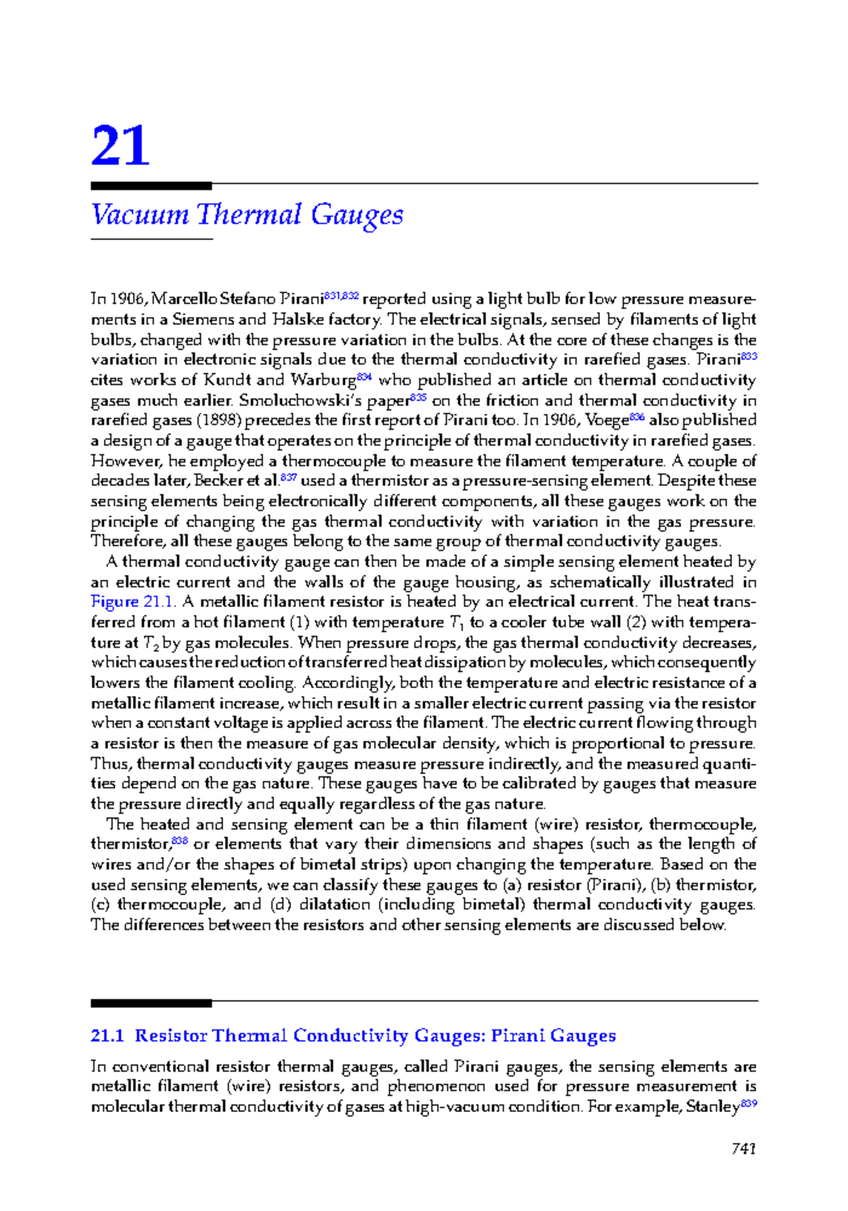 21. Vacuum Thermal Gauges - 741 Vacuum Thermal Gauges In 1906, Marcello ...
