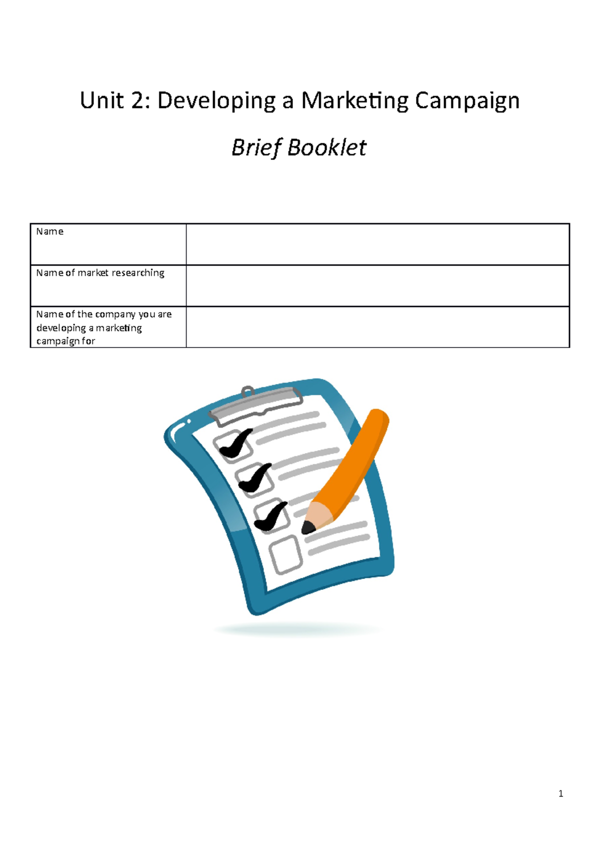 Marketing Campaign Plan (decreal gear) - Unit 2: Developing a Marketing ...