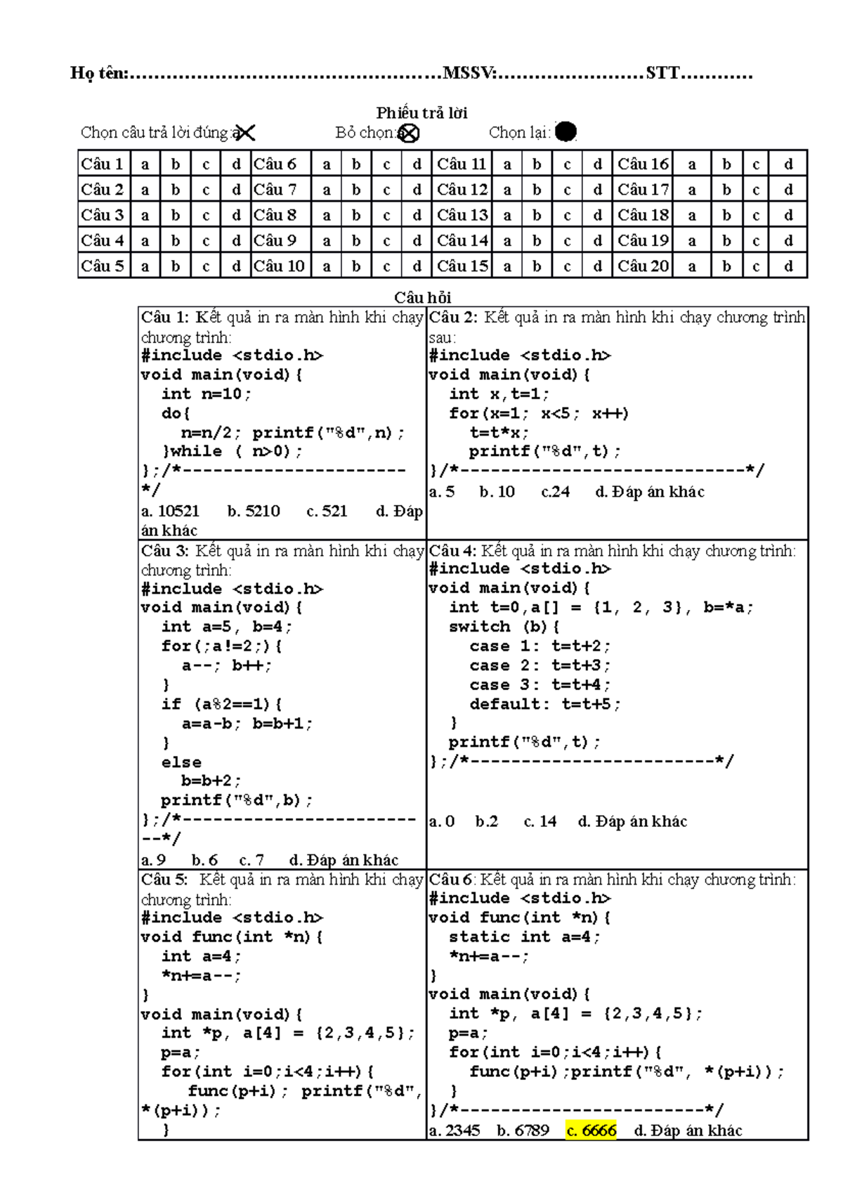 Lap trinh C lan 2 v2 - hay - Họ - Studocu