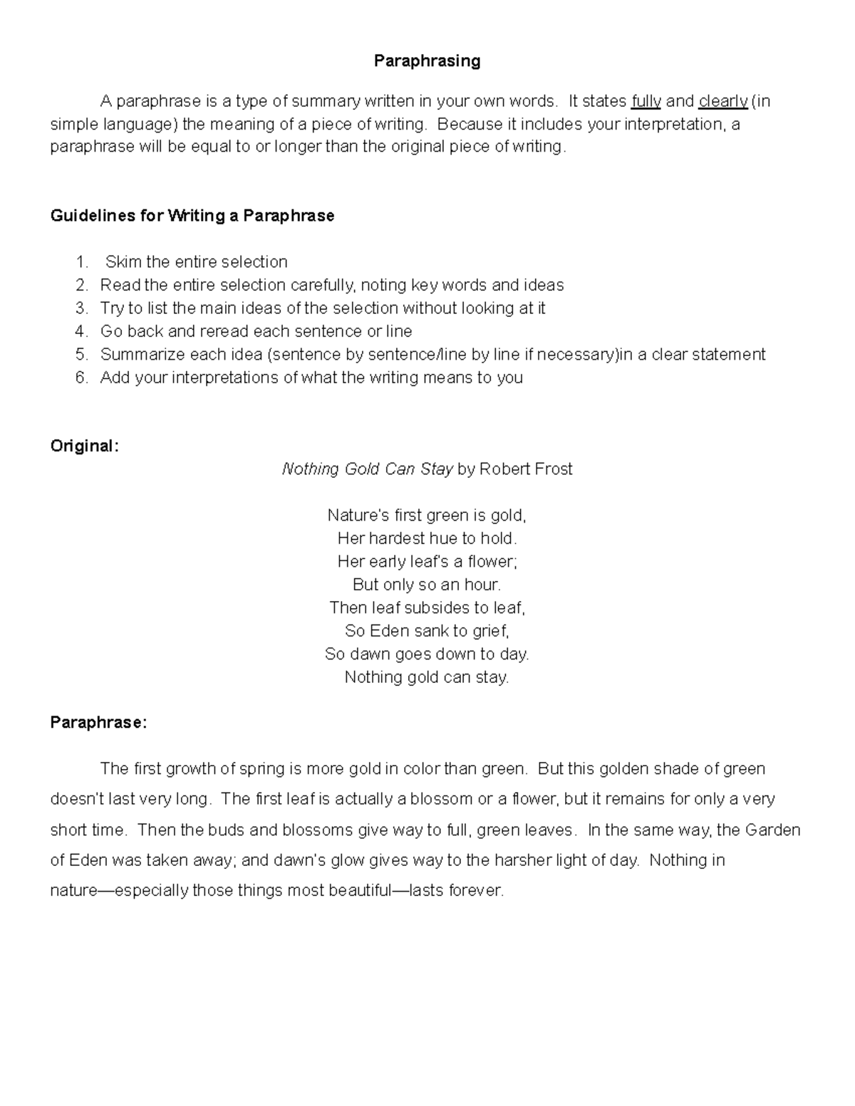 Paraphrasing - This should help you learn how to paraphrase—don't ...