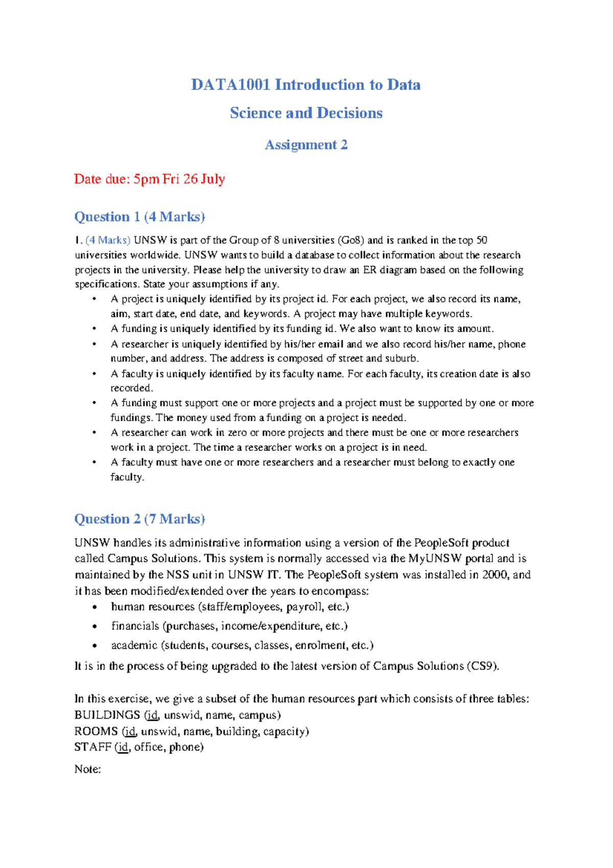 DATA1001 Assignment 2 19T2 - DATA1001 Introduction to Data Science and Decisions Assignment 2 ...