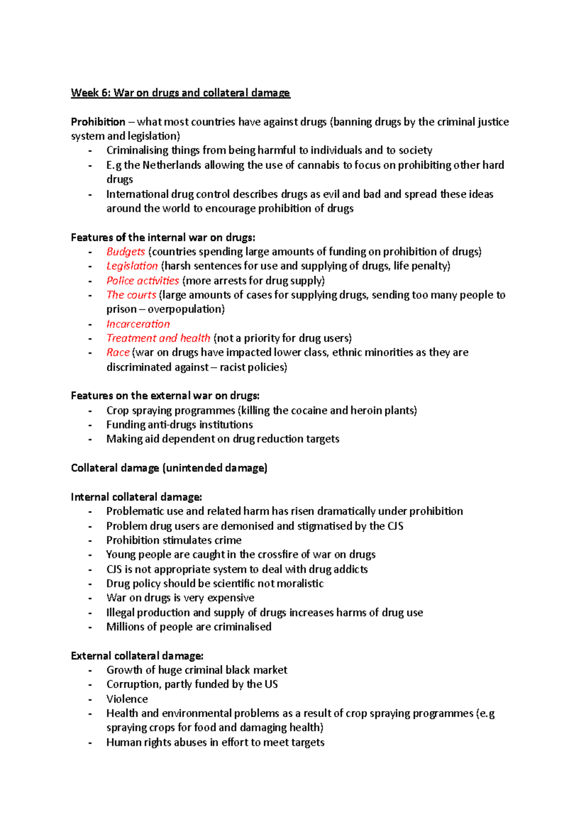 Week 6 - War on drugs - Studocu