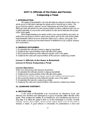 Module-1 - ................ - UNIT 1: History, Beliefs, Views and Life Lesson from Basketball I ...