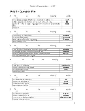 Unit2 Question File Memo - Unit 2 – Question File 1 Fill in the missing ...