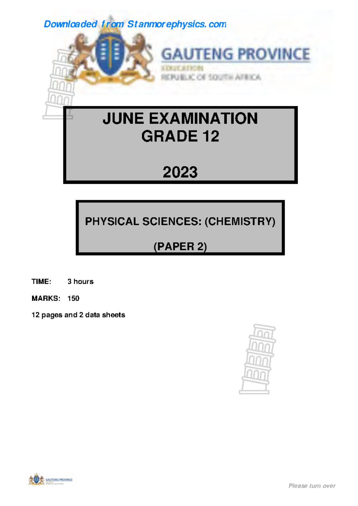 GP Physical Sciences Grade 12 June 2023 P2 and Memo - Please turn over ...