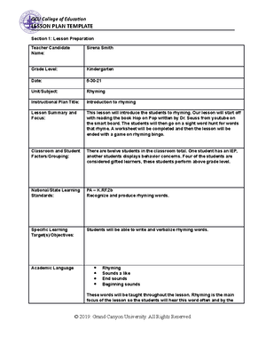 ECE-230-Interventionand Goal - Intervention and Goal Setting Template Standard: K.CC.C ...
