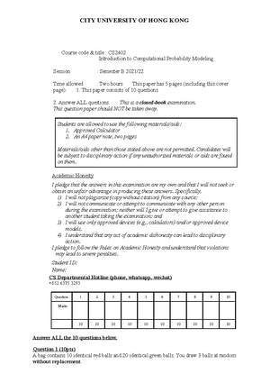Midterm-2020Question - CITY UNIVERSITY OF HONG KONG Course code & title ...