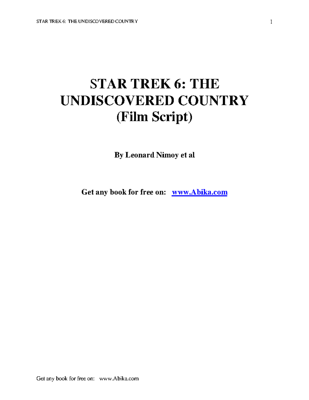 (Star Trek) Amin, Sanjay - Country - 1 STAR TREK 6: THE UNDISCOVERED ...