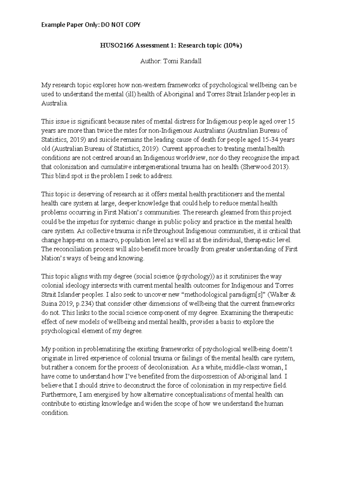 AT1 Example Paper #2 - Assessment - Example Paper Only: DO NOT COPY ...