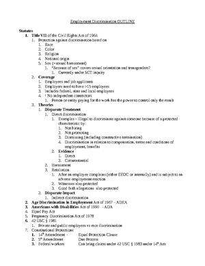 Employment Discrimination Summary - EMPLOYMENT DISCRIMINATION CLASS ...