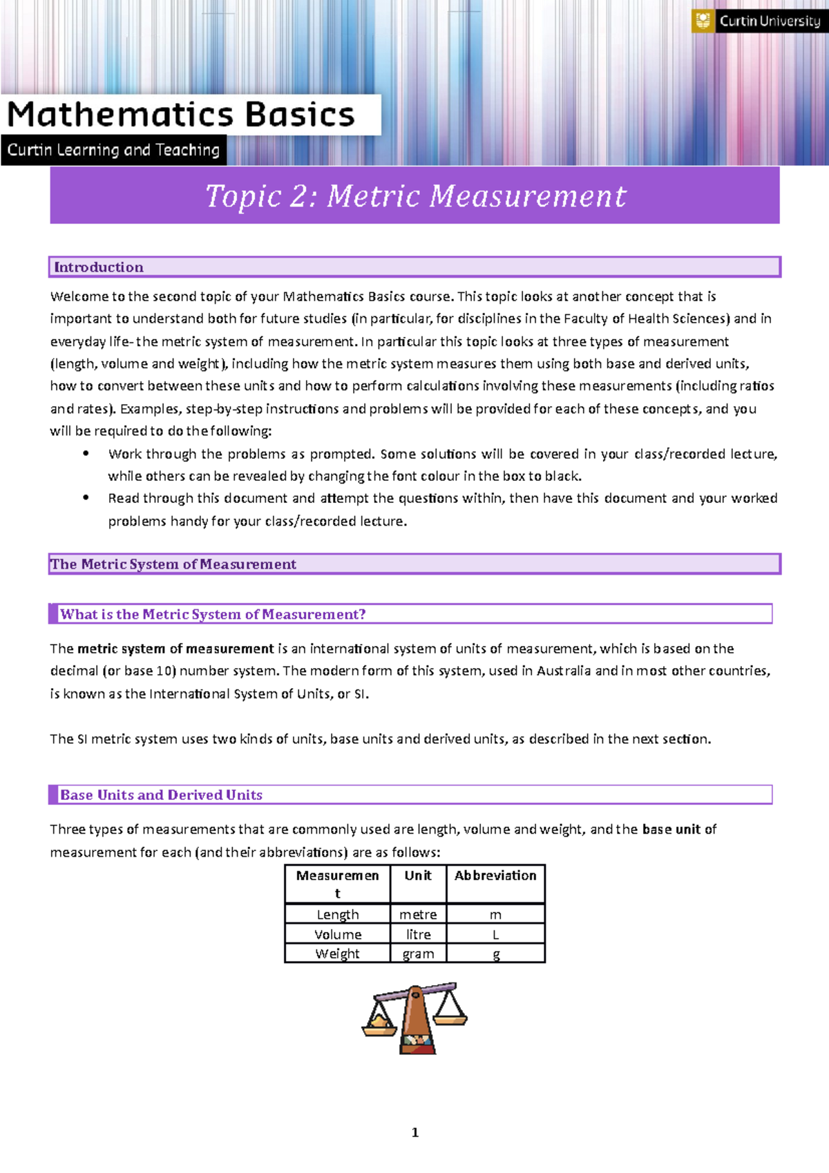 MATH- Mathematics Basic Topic 2 - Lecture notes.docx - Topic 2: Metric ...