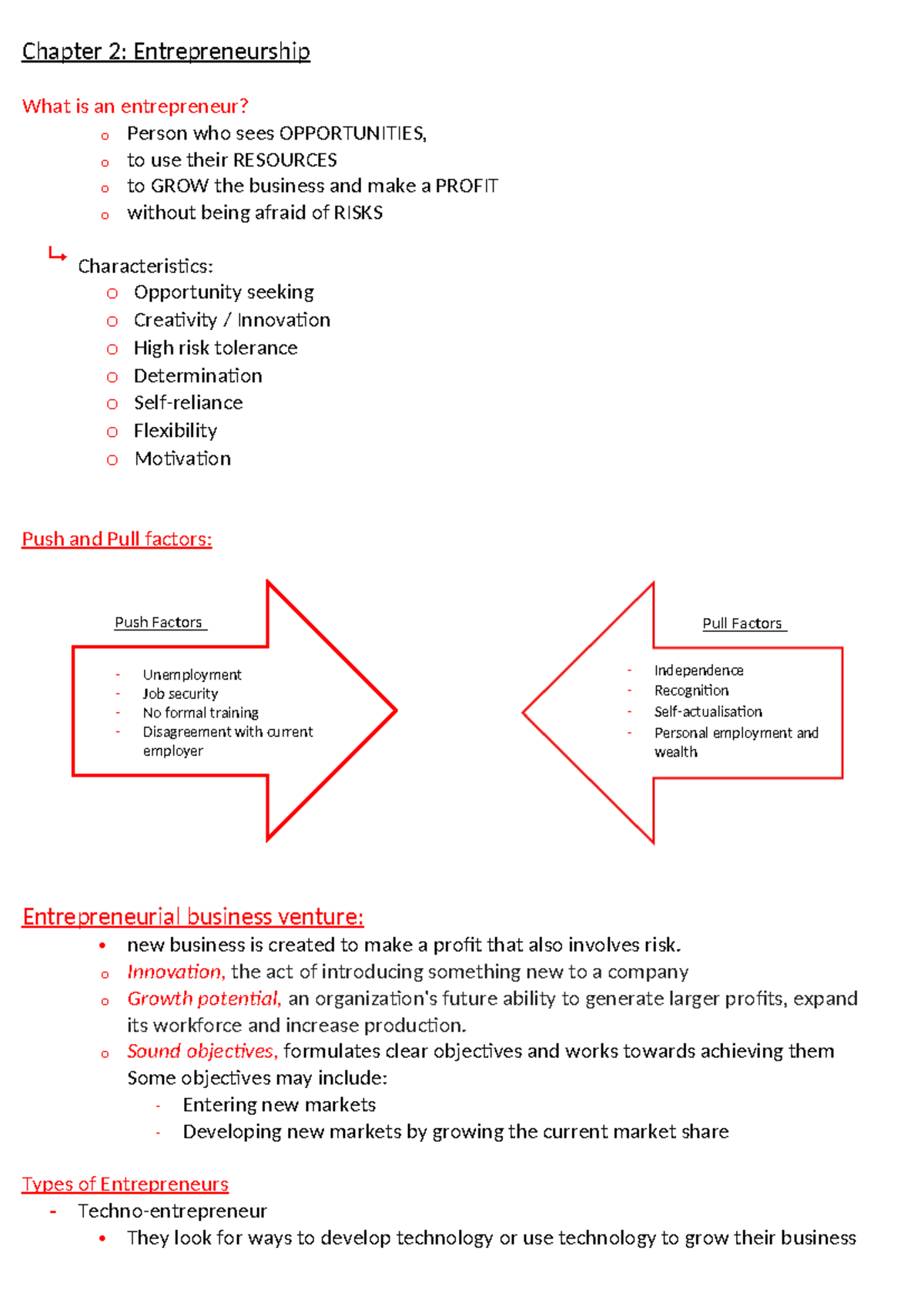 Chapter 2- Entrepreneurship - Chapter 2: Entrepreneurship What is an ...