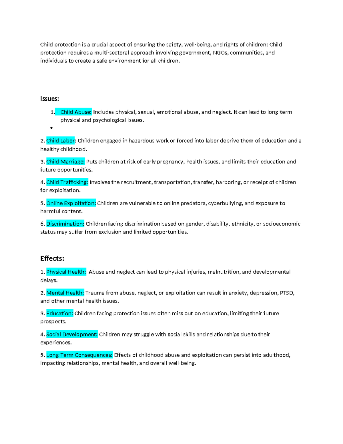 Child protection is a crucial aspect of ensuring the safety - Issues: 1 ...