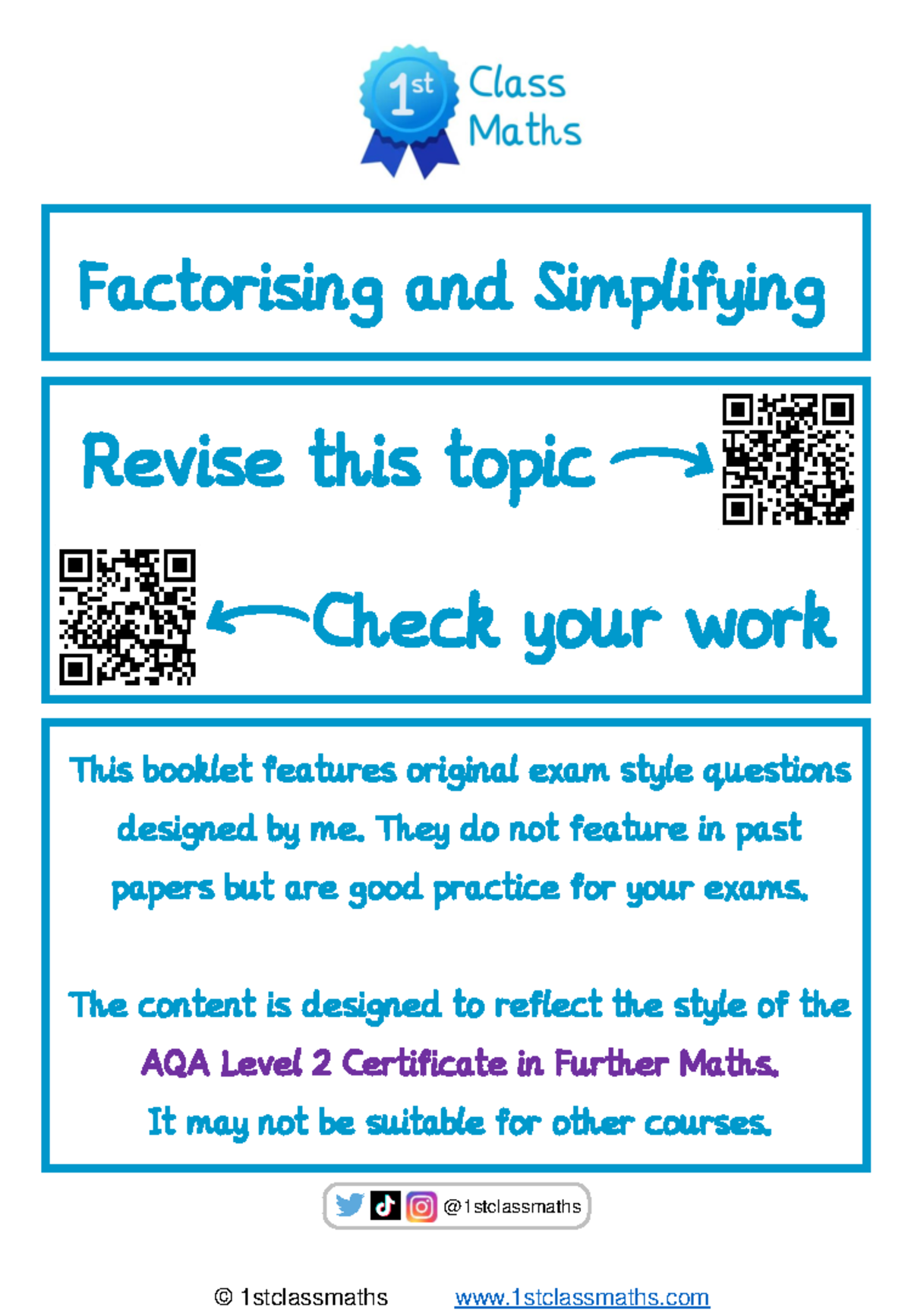 Factorising and Simplifying Exam Questions - Factorising and ...
