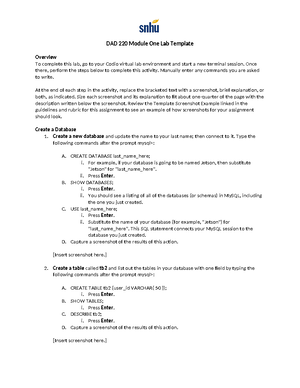 DAD 220 Module One Lab Template - DAD 220 Module One Lab Template ...