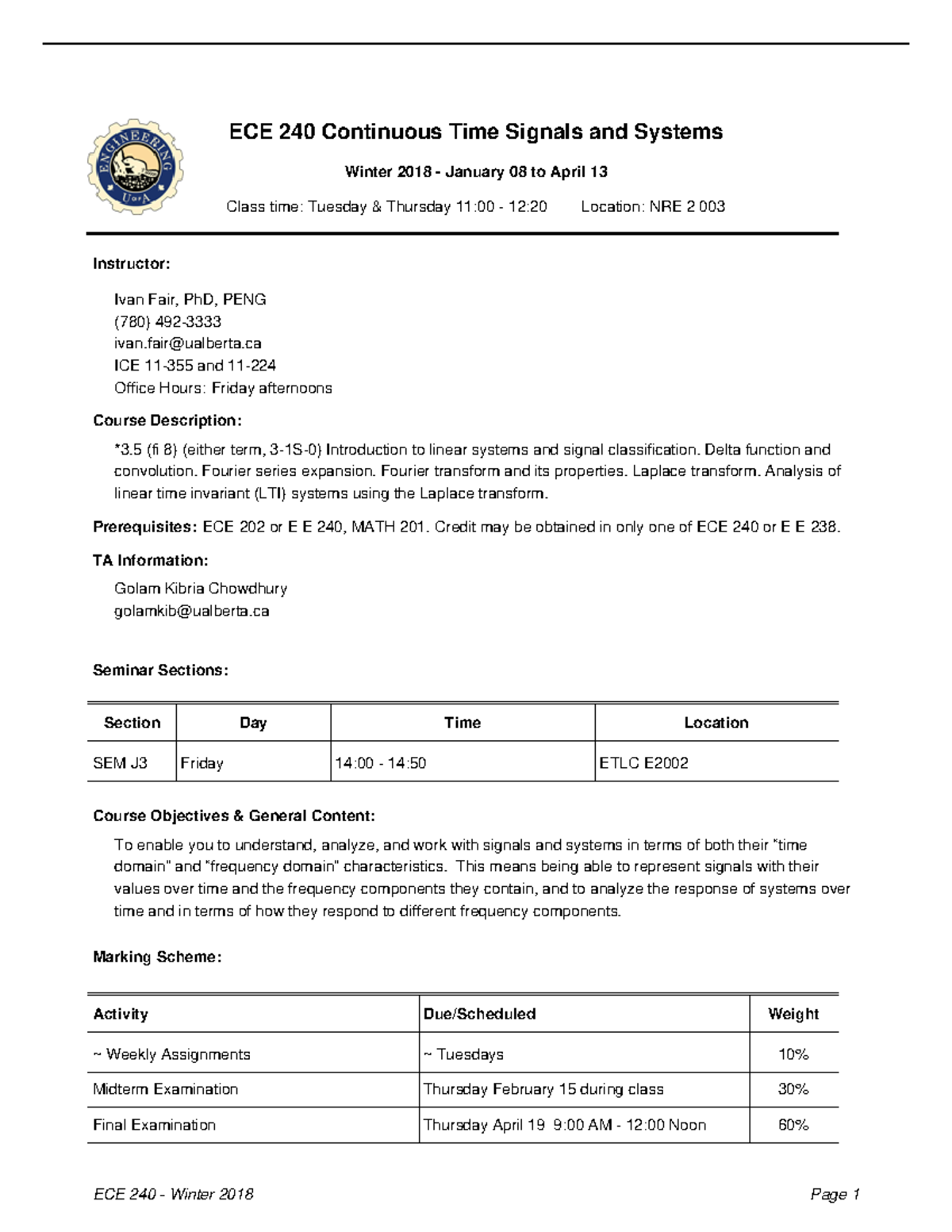 2018 Winter ECE 240 Lecture B3 - ECE 240 Continuous Time Signals and ...