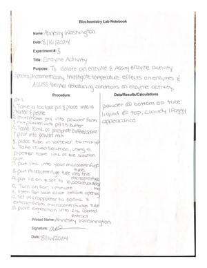 Biochemistry Lab Report 1 - Experiment #: 1 Title: Video and Lab Report ...