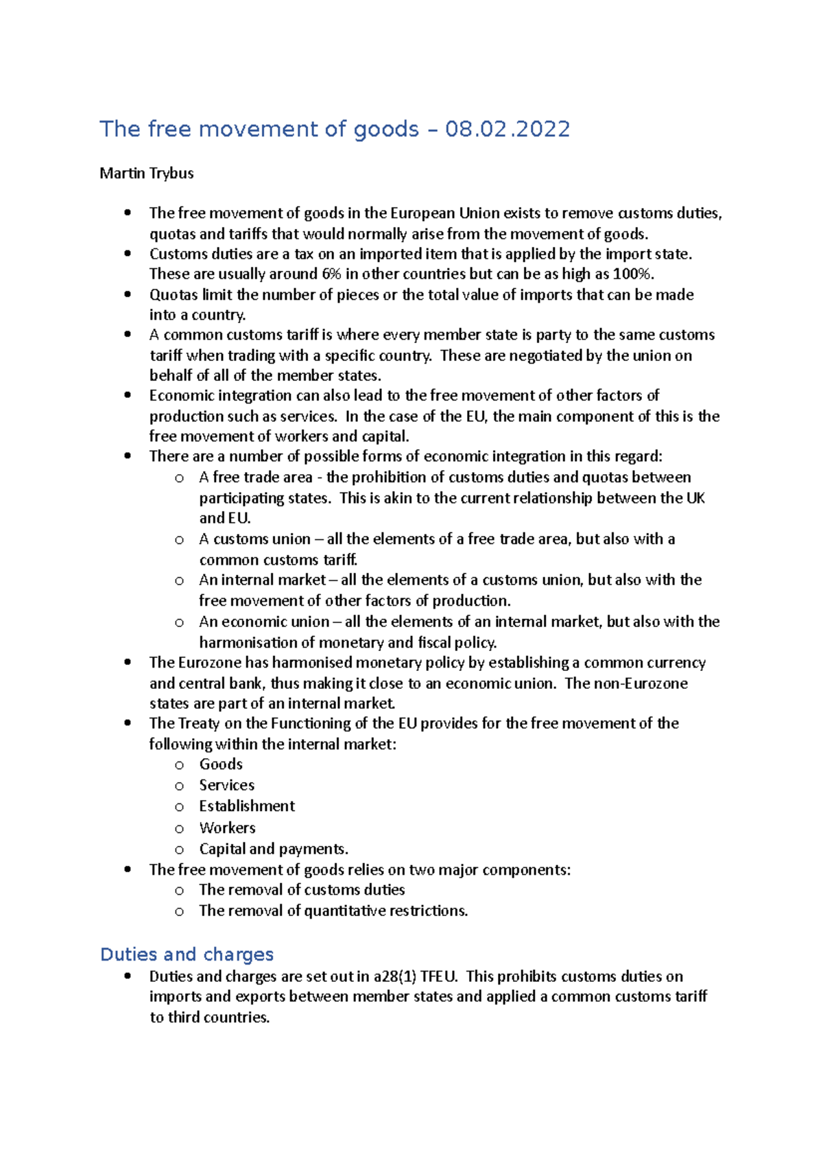 The free movement of goods - Martin Trybus The free movement of goods ...