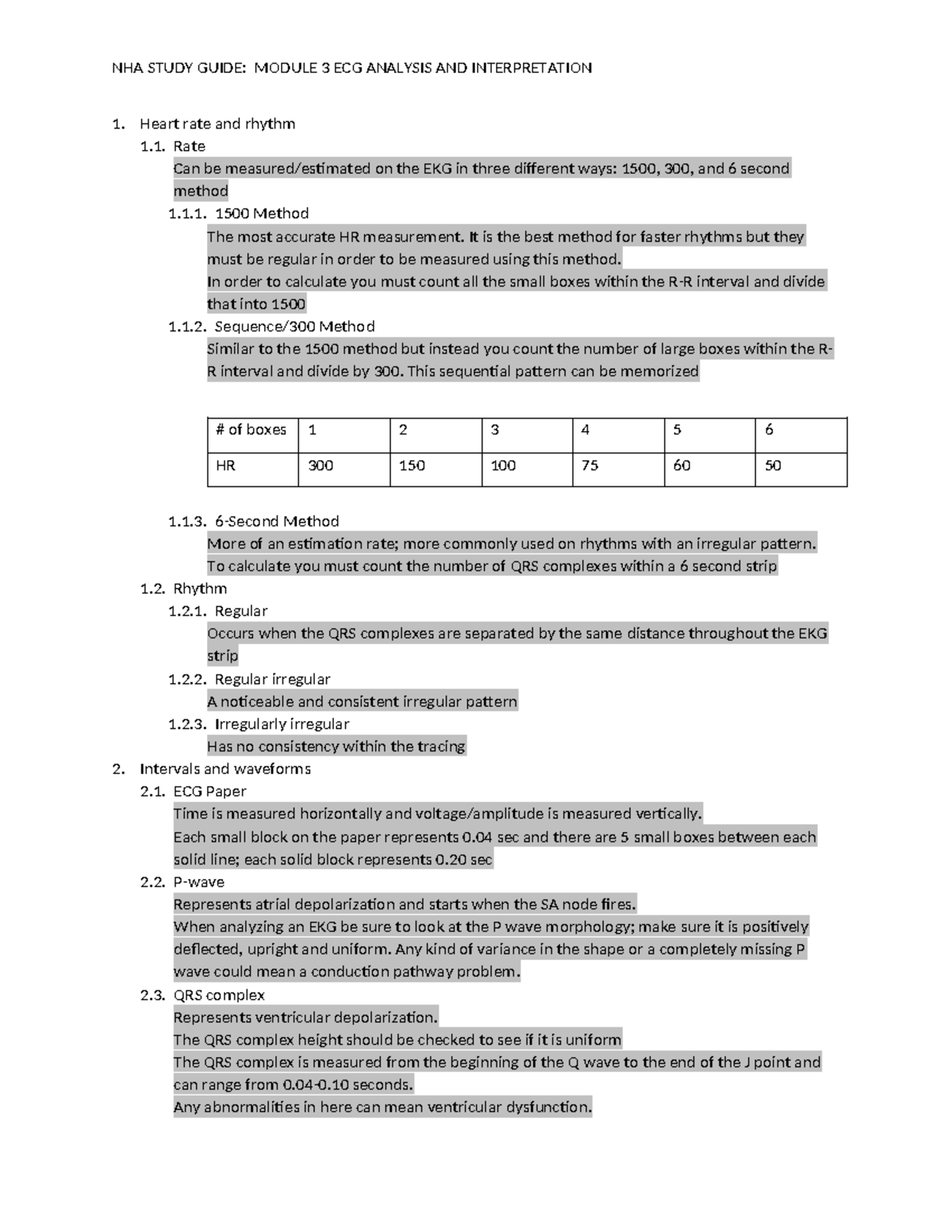 CET Study Guide module 3 outline (1) NEW - Heart rate and rhythm Rate Can be measured/estimated ...