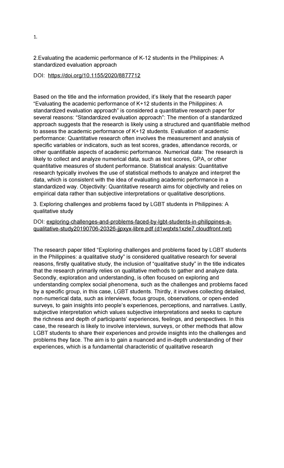 Assignment - short but nice - 1. 2 the academic performance of K-12 ...