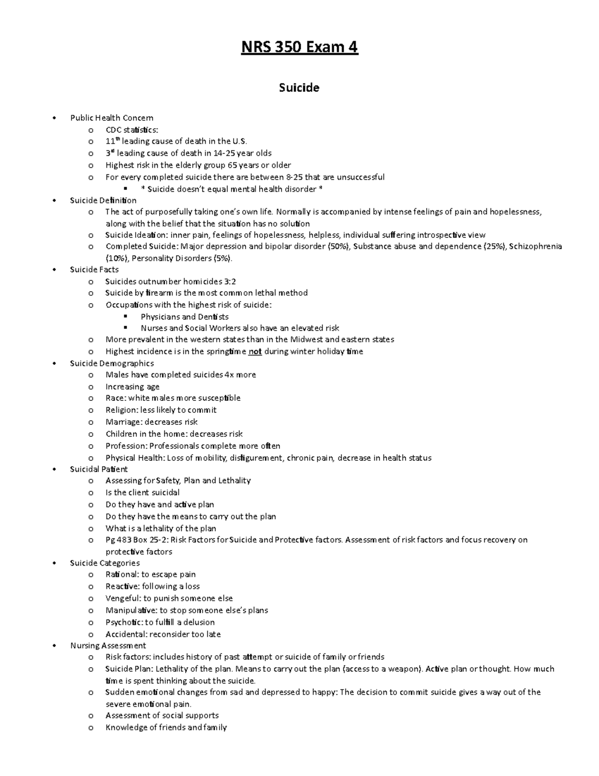 NRS 350 Exam 4 Study Guide - NRS 350 - Studocu