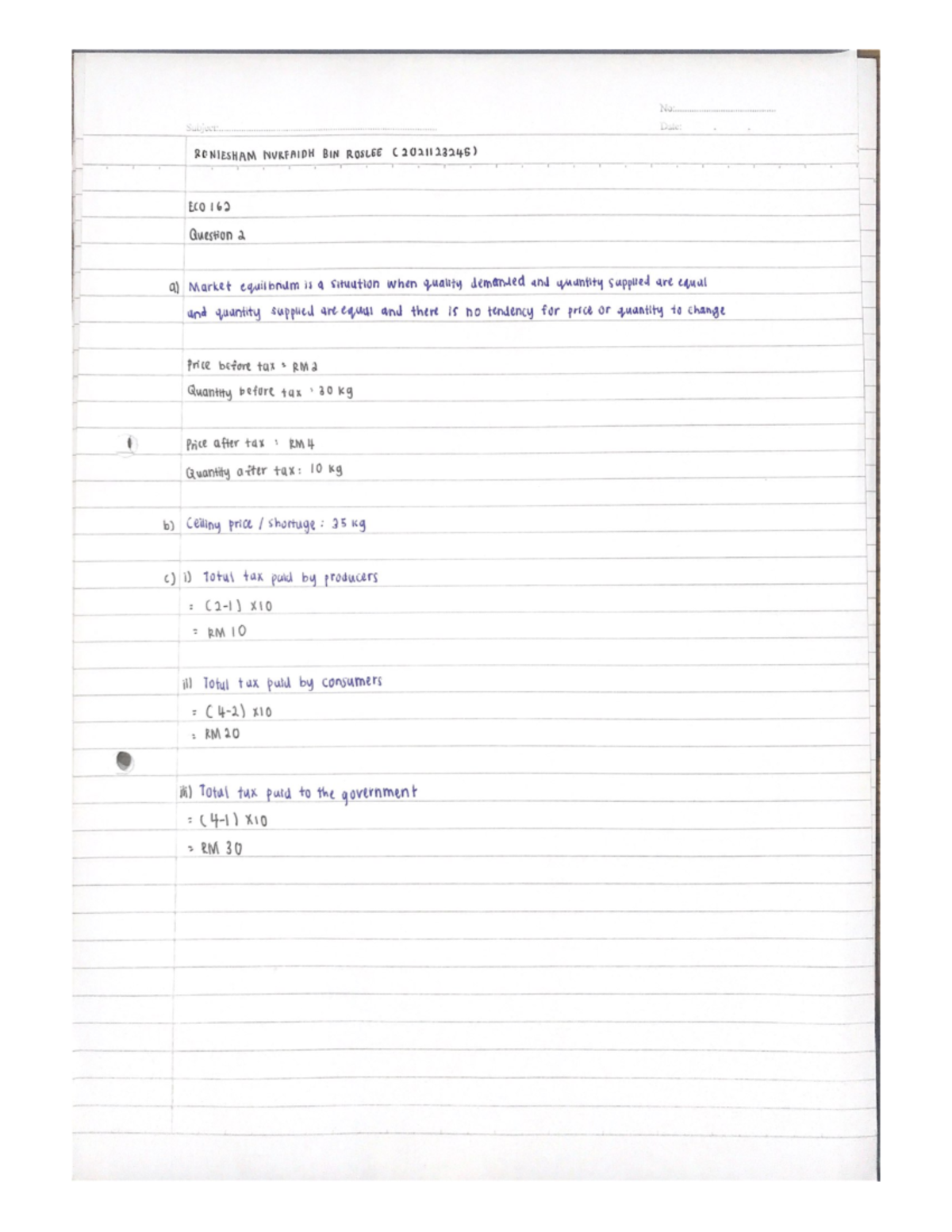 ECO 162 TUTO WEEK 8 ( Ronie) - Business studies - Studocu