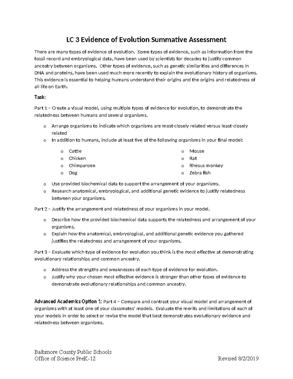 NEW.LC3 .SR - answers - LC 3 Evidence of Evolution Summative Assessment ...