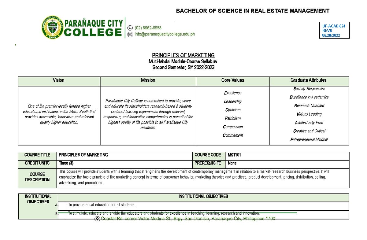 3M- Syllabus- Principles-OF- Marketing - PRINCIPLES OF MARKETING Multi ...