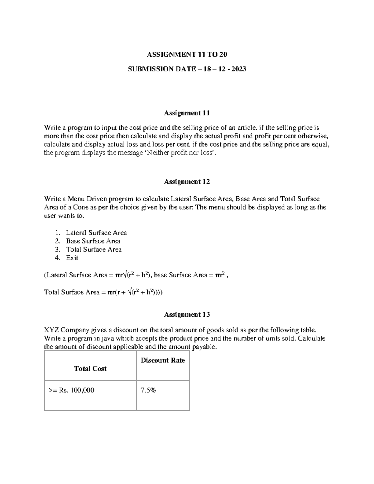 Grade 9 Assignment 11 TO 20 - ASSIGNMENT 11 TO 20 SUBMISSION DATE – 18 ...