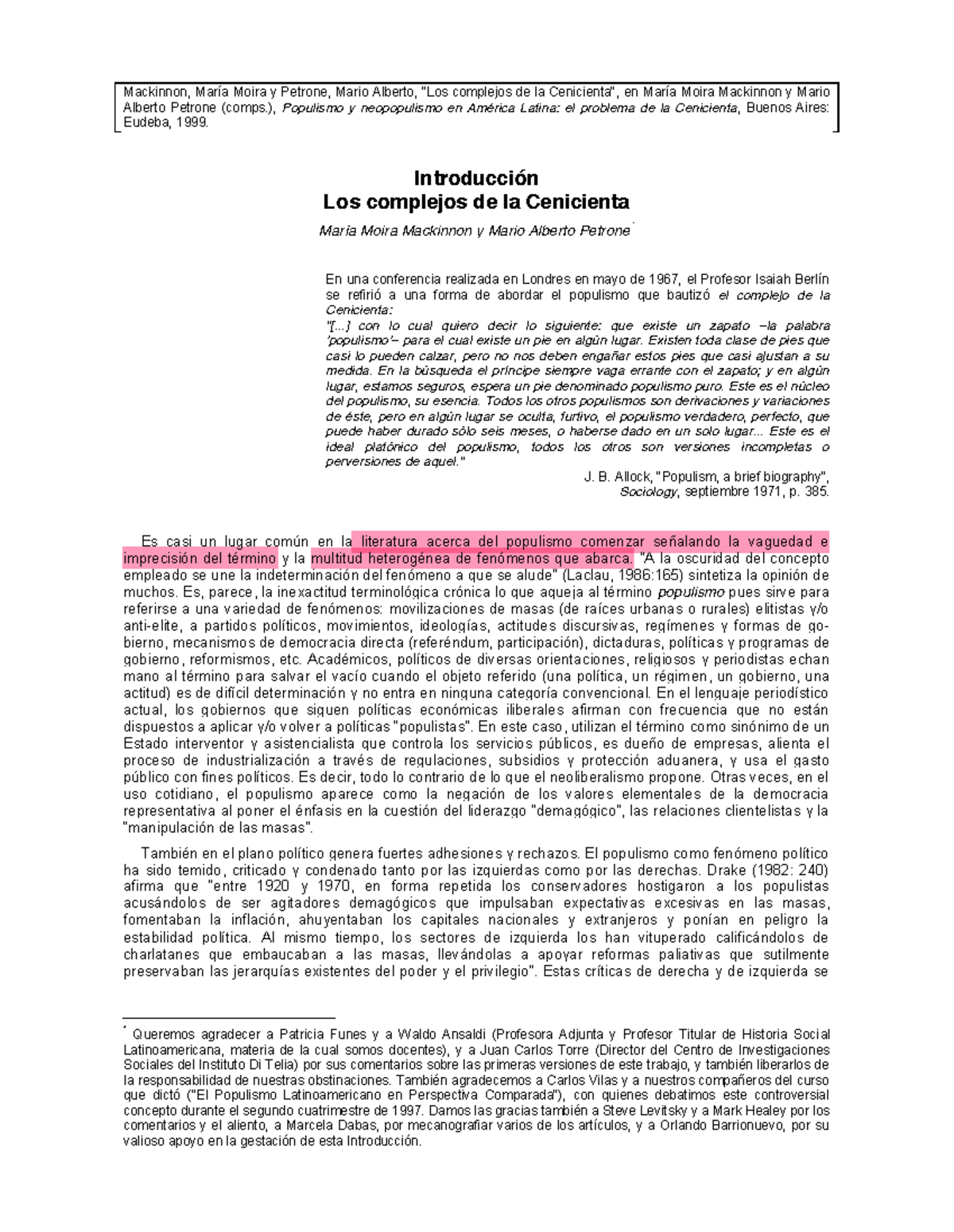 Mackinnon Y Petroni LOS Complejos DE Cenicienta - Mackinnon, María ...