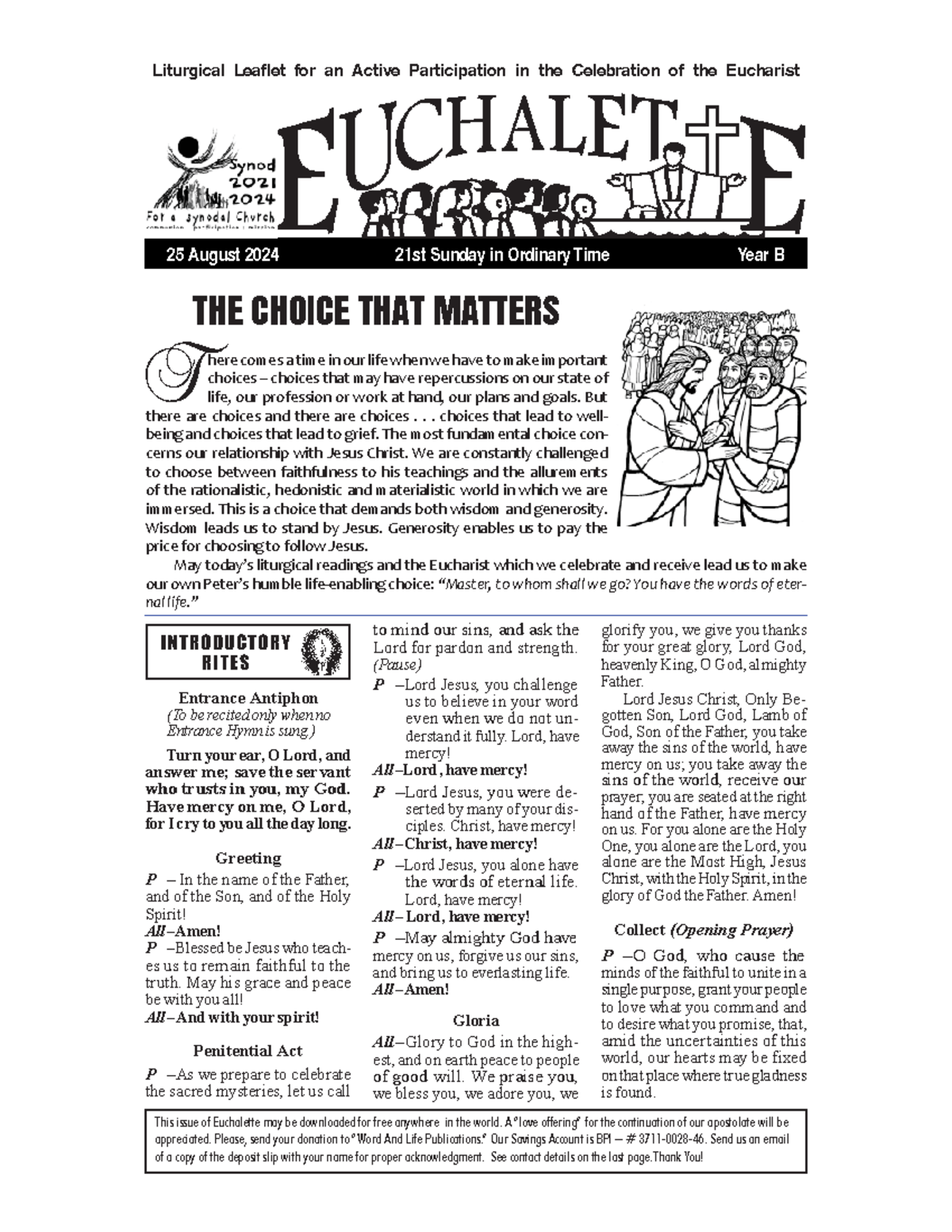 Sample missalette - T here comes a time in our life when we have to ...