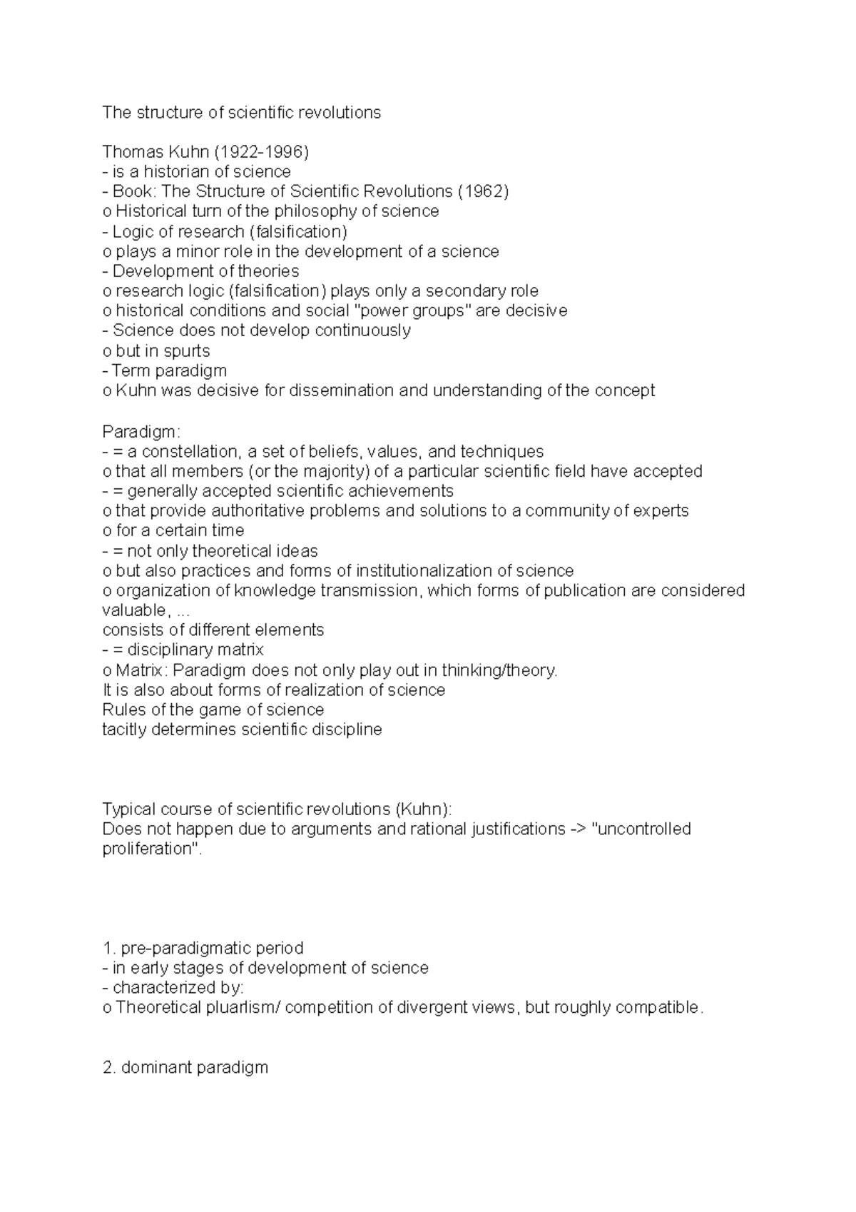 The structure of scientific revolutions - .. consists of different ...