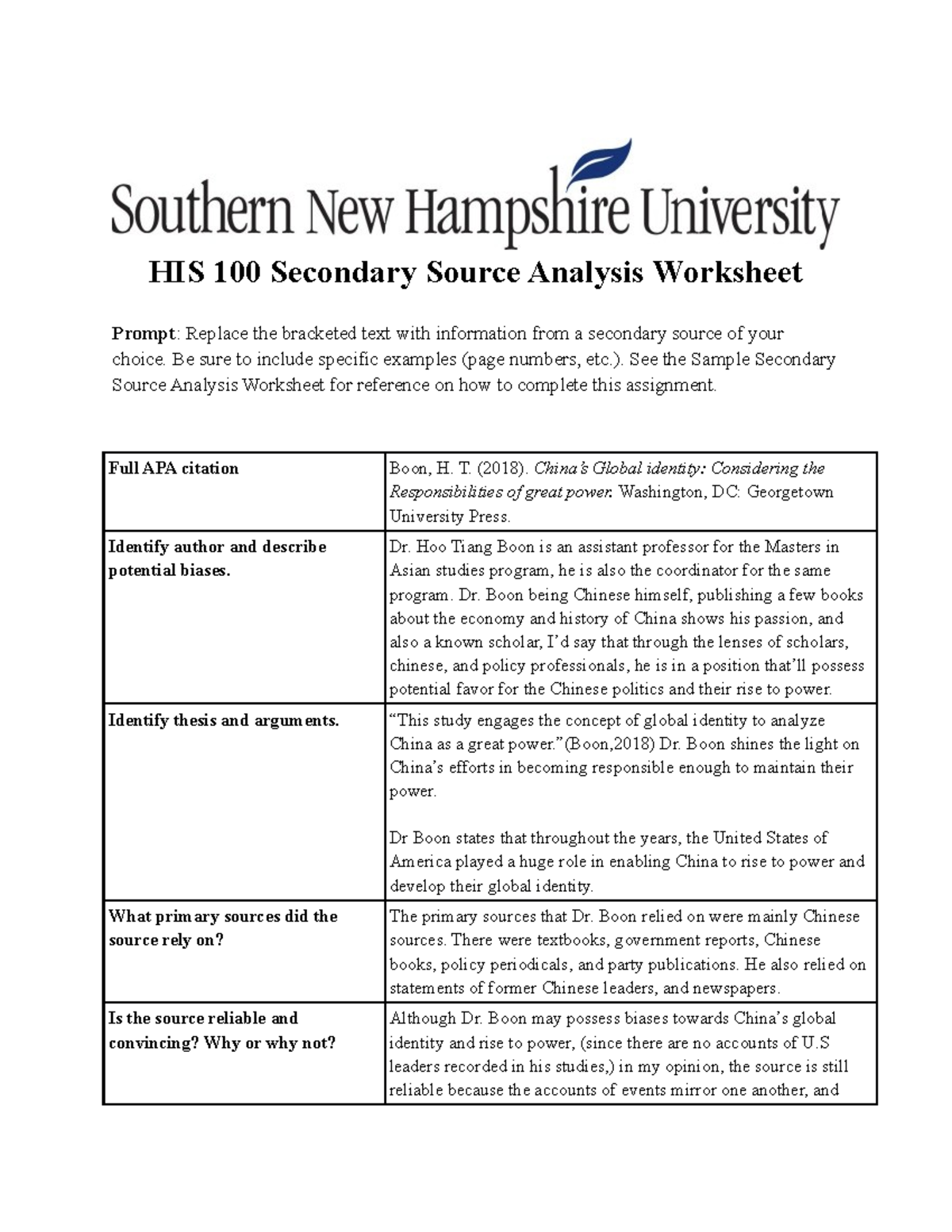 Secondary Source Analysis - Be sure to include specific examples (page ...