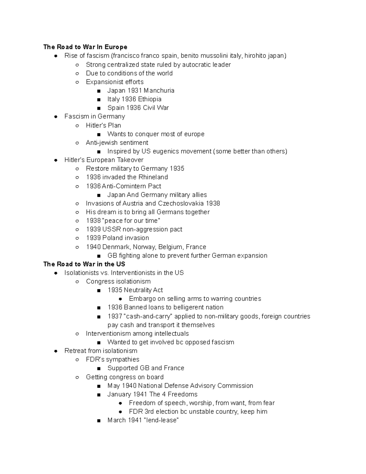 Week 9 - Fighting for the Four Freedoms World War II, 1941-1945 - The ...