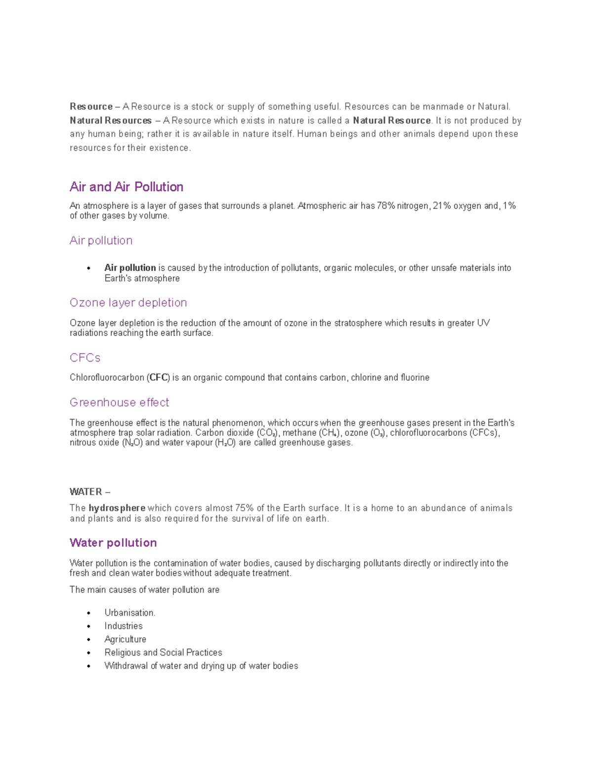 Natural Resource - practice question and answers - Resource – A ...