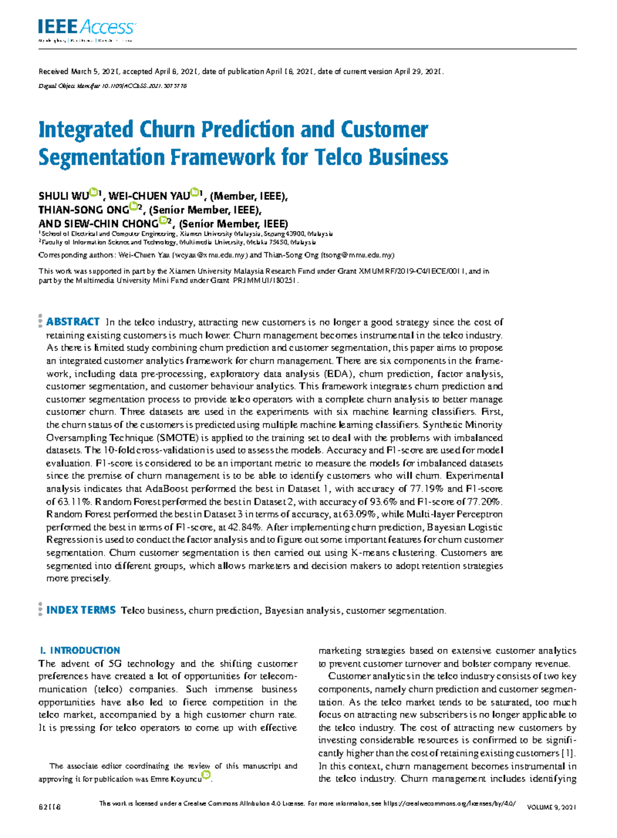 Integrated Churn Prediction and Customer Segmentation Framework for ...