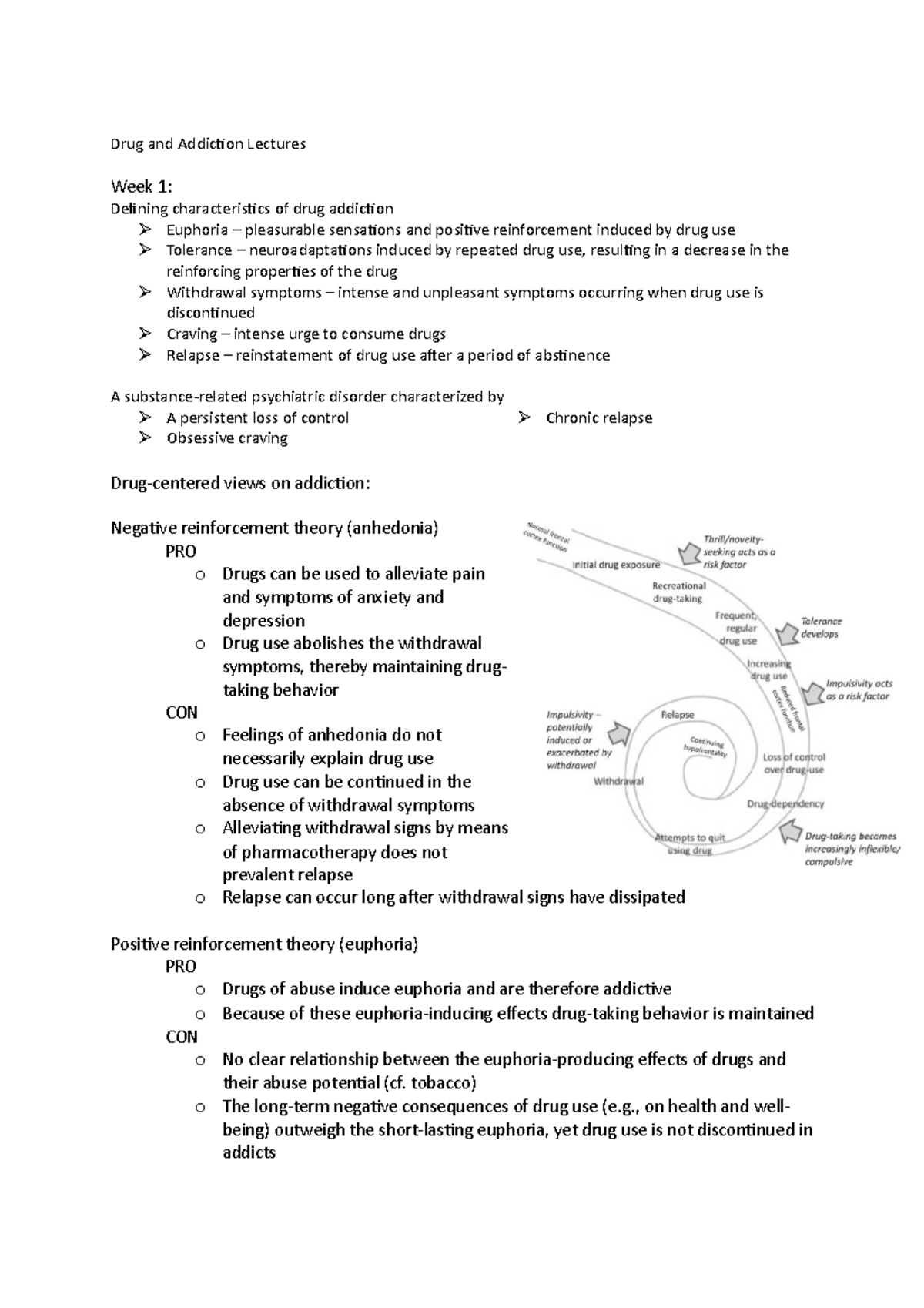 Drug and Addiction summary - Drug and Addiction Lectures Week 1 ...