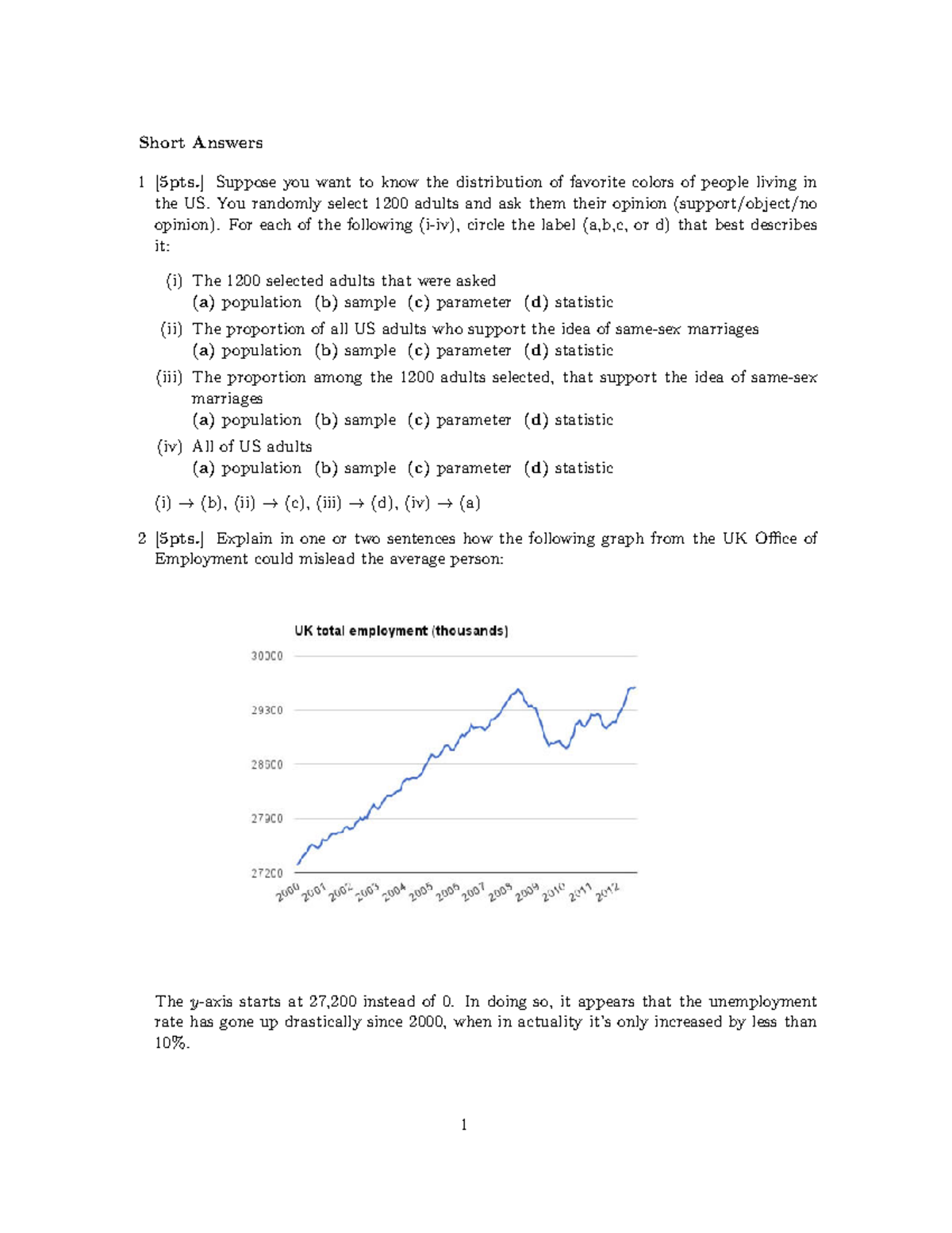 Midterm 1 Solutions - Short Answers 1 [5pts.] Suppose you want to know ...