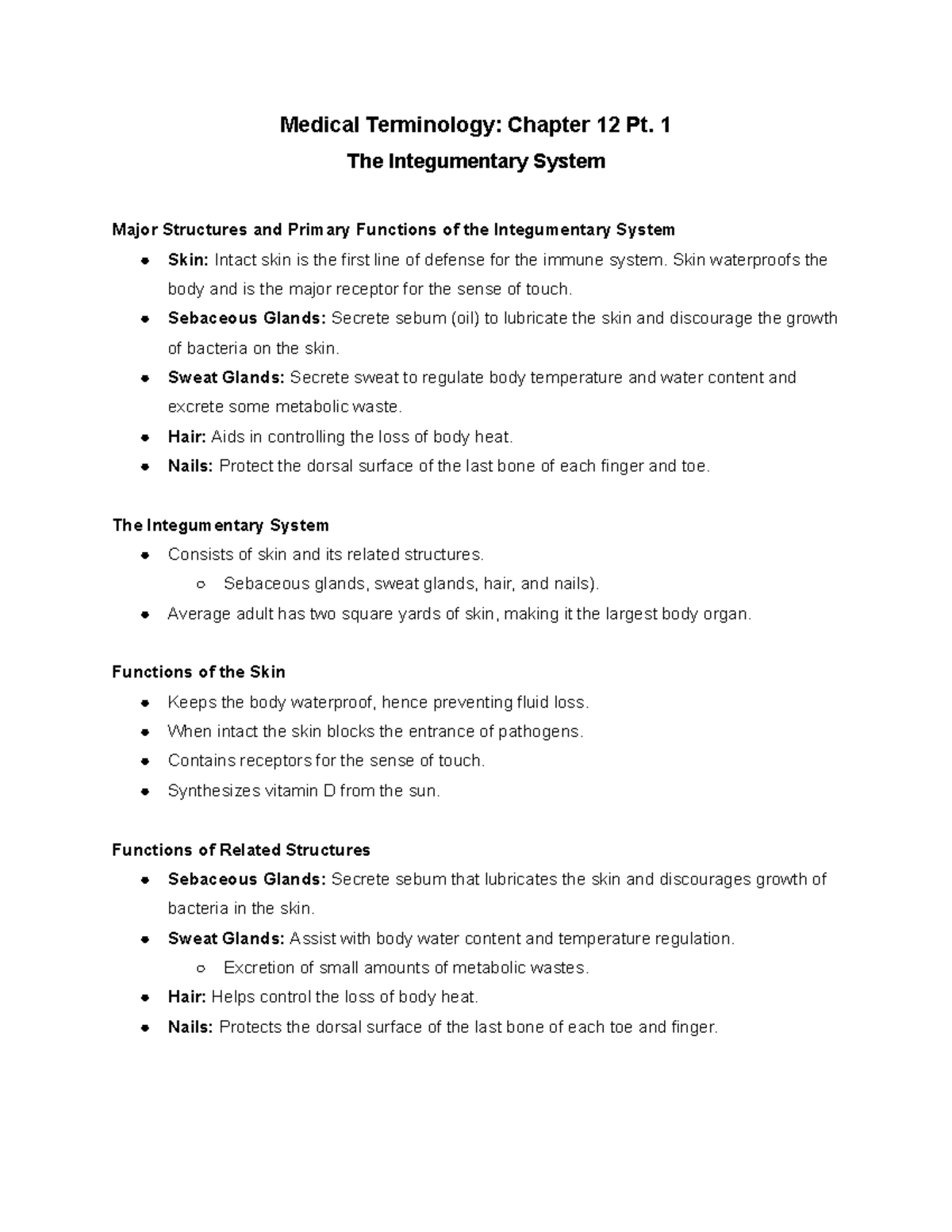 Med Terms Ch 12 Pt 1 - The Integumentary System - Medical Terminology ...
