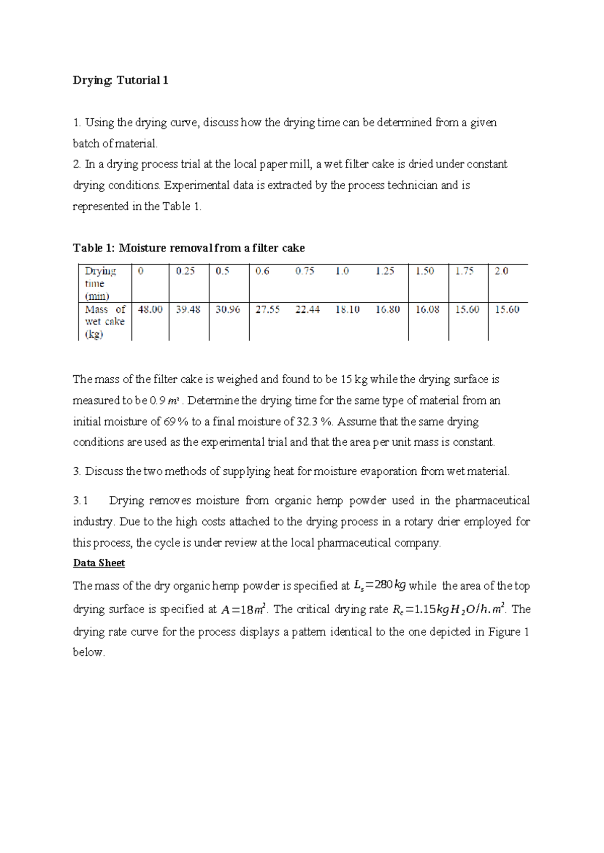 Tutorial 1 Drying - Practice - Drying: Tutorial 1 Using the drying ...