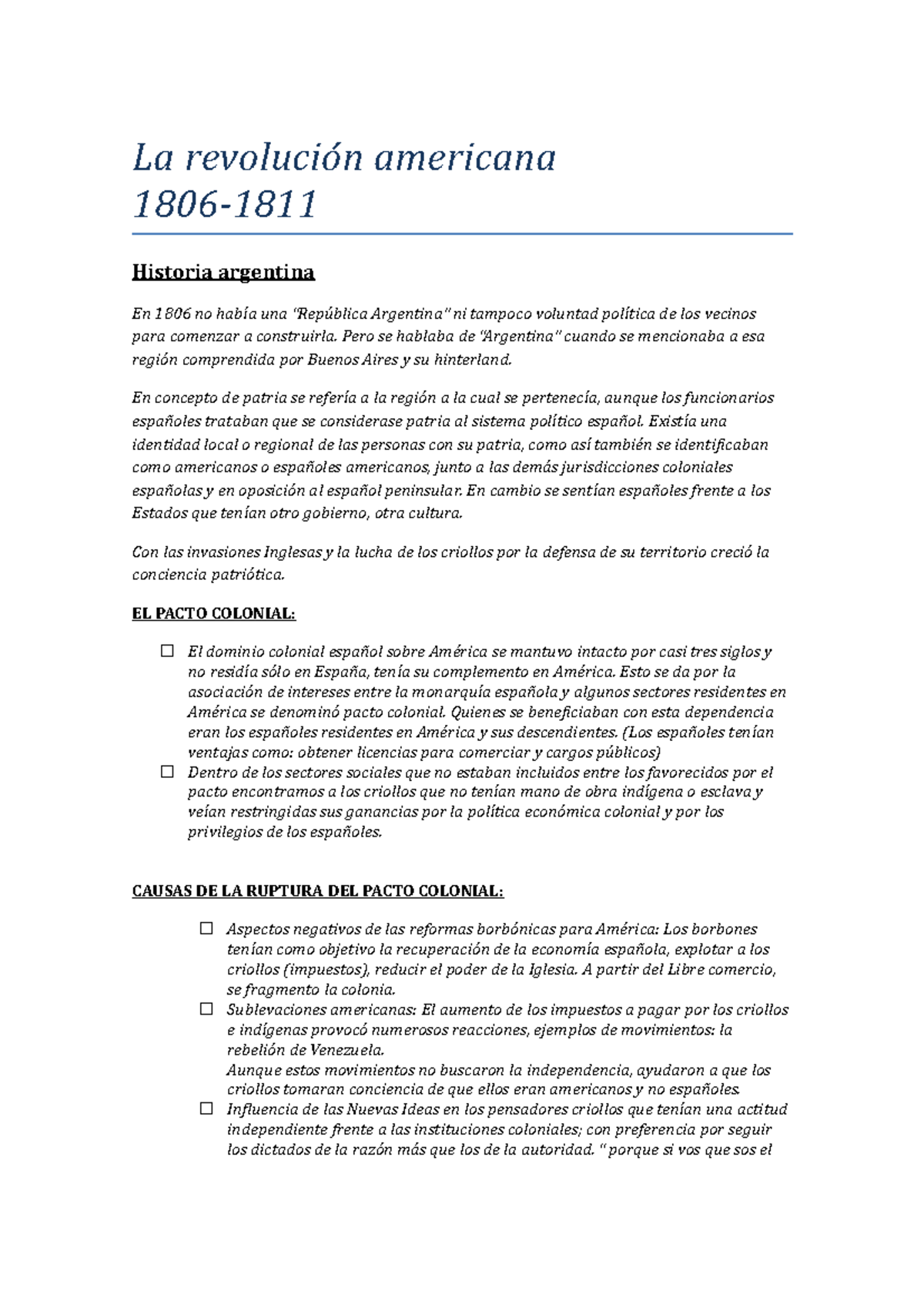 La revolución americana 1806 1860 ( Listo PARA Imprimir) - La ...