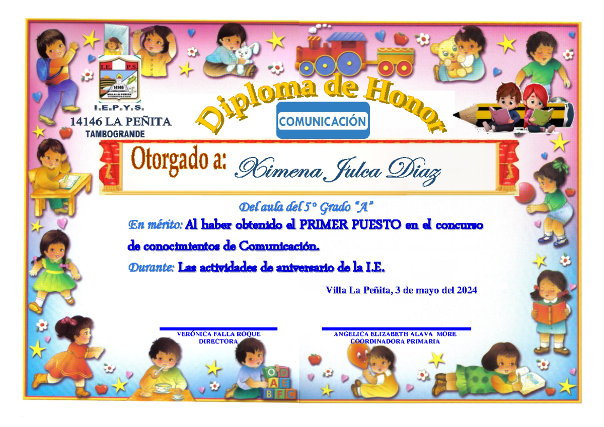 Modelos de diplomas para estudiantes del nivel primario editables 2024 ...