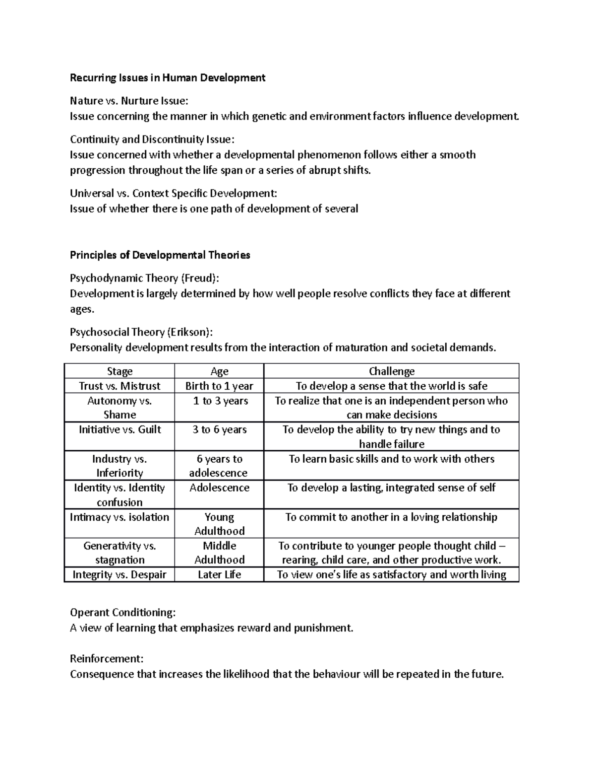 Family 1010 Human Development Final Exam Prep Notes - Recurring Issues ...