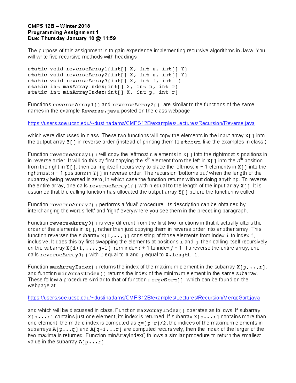 Program 1 - CMPS 12B – Winter 2018 Programming Assignment 1 Due: Thursday January 18 @ 11:59 The ...