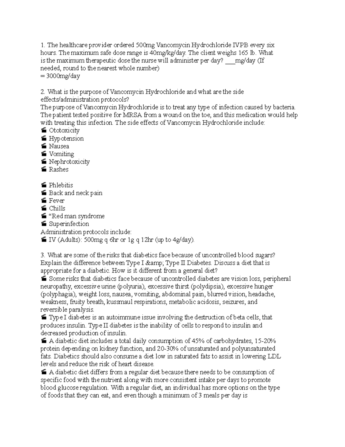 SIMS - presims questions - The healthcare provider ordered 500mg ...